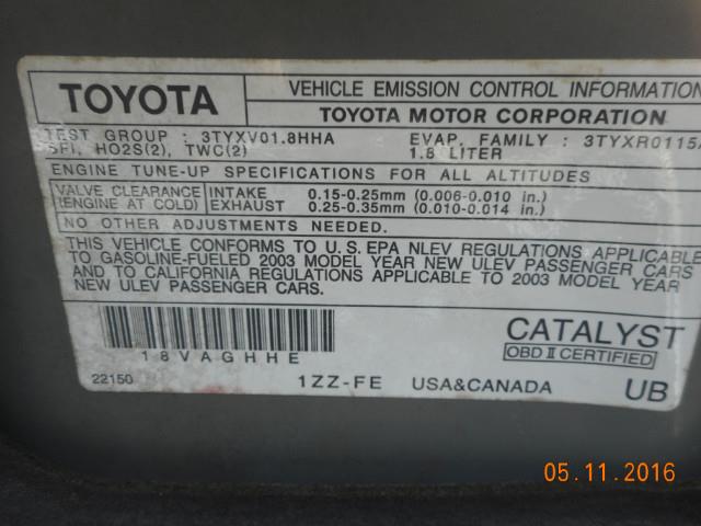 2003 Toyota Matrix for Sale | ClassicCars.com | CC-837782